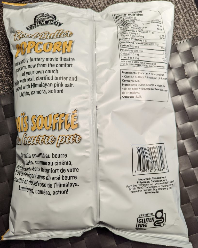 Farm Boy Real Butter Popcorn - YUMMY 4 UR TUMMY